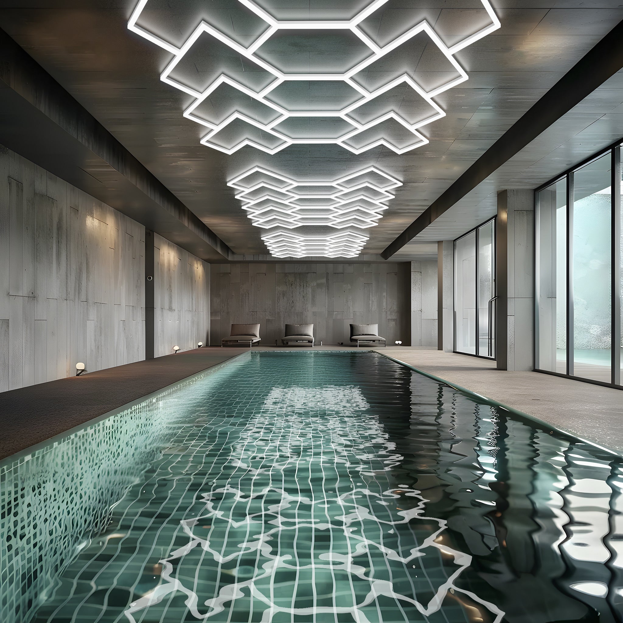 Hexagon LED Public Space Lighting System | Modular Hex Grid Ceiling